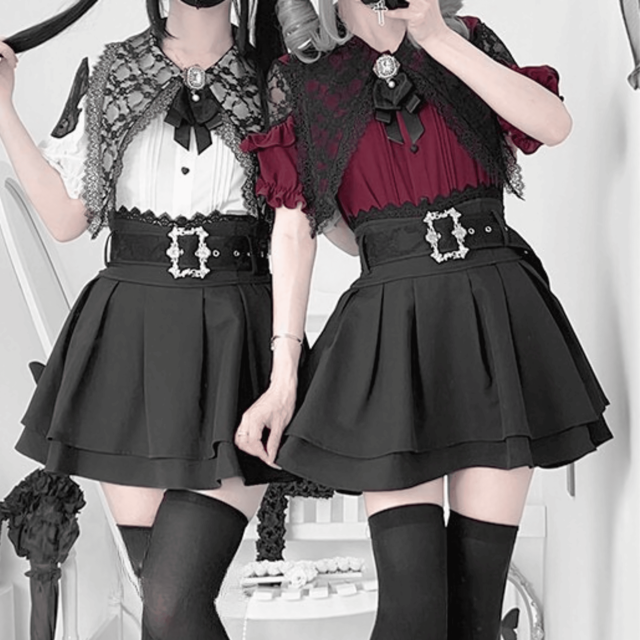 【AngelShare】レースケープ＆ビジュー付ブラウス ブラウス 地雷系 M、L、XL、XXL – CIELOHUK